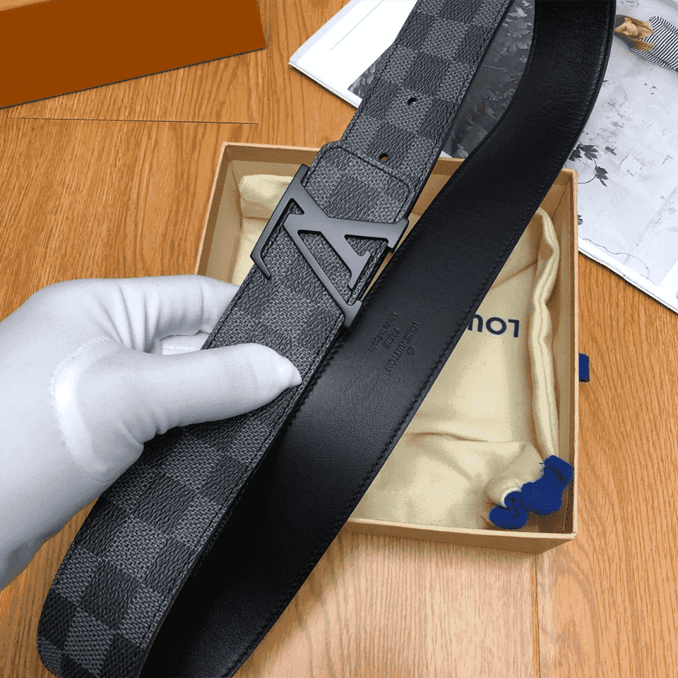 LOUIS VUITTON BELT INITIALES DAMIER GRAPHITE BLACK GREY - B30 - RepGod