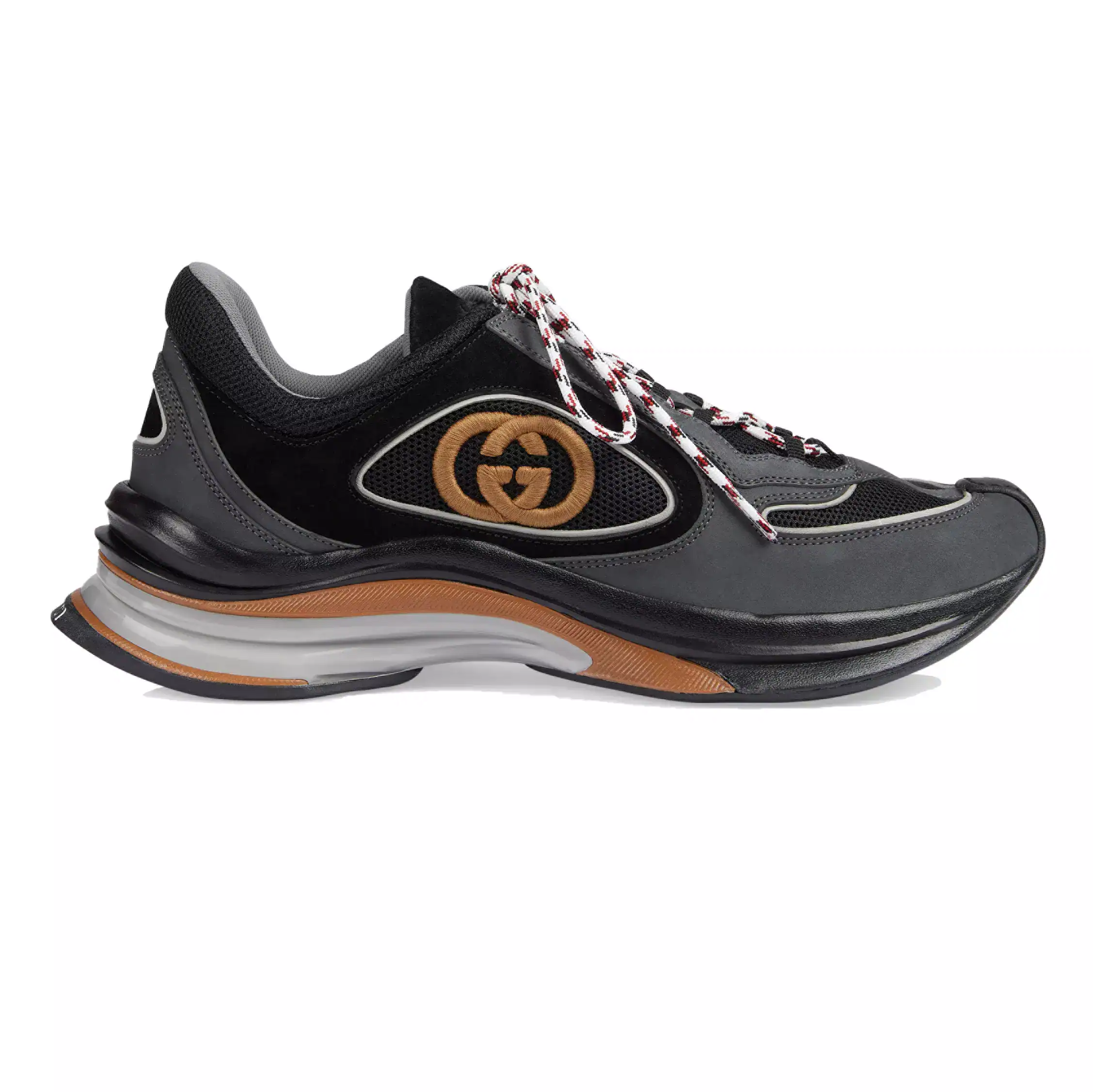 GUCCI RUN TRAINER SNEAKERS IN BLACK AND GREY