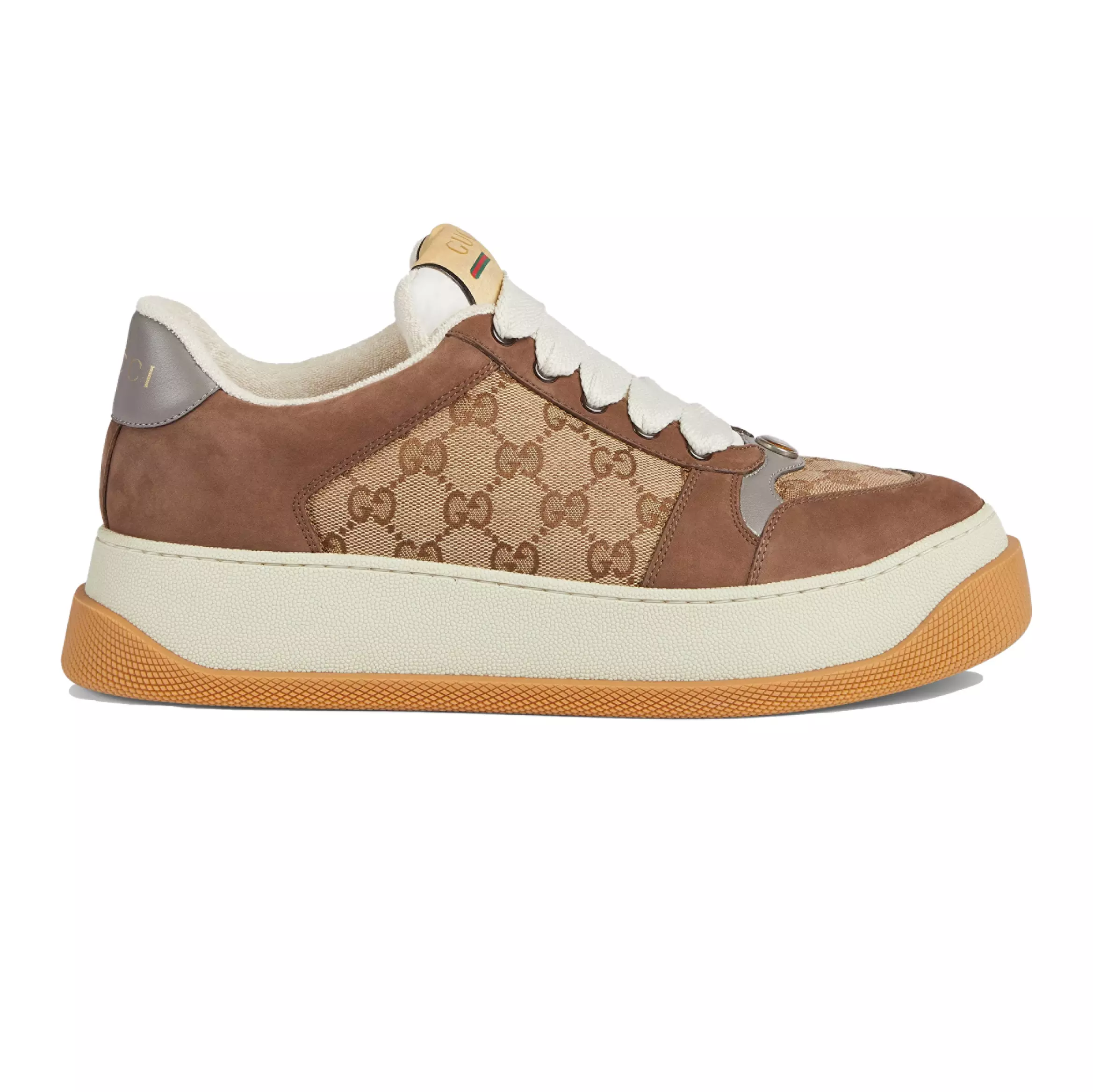 GUCCI SCREENER GG SNEAKERS BEIGE AND EBONY ORIGINAL GG CANVAS