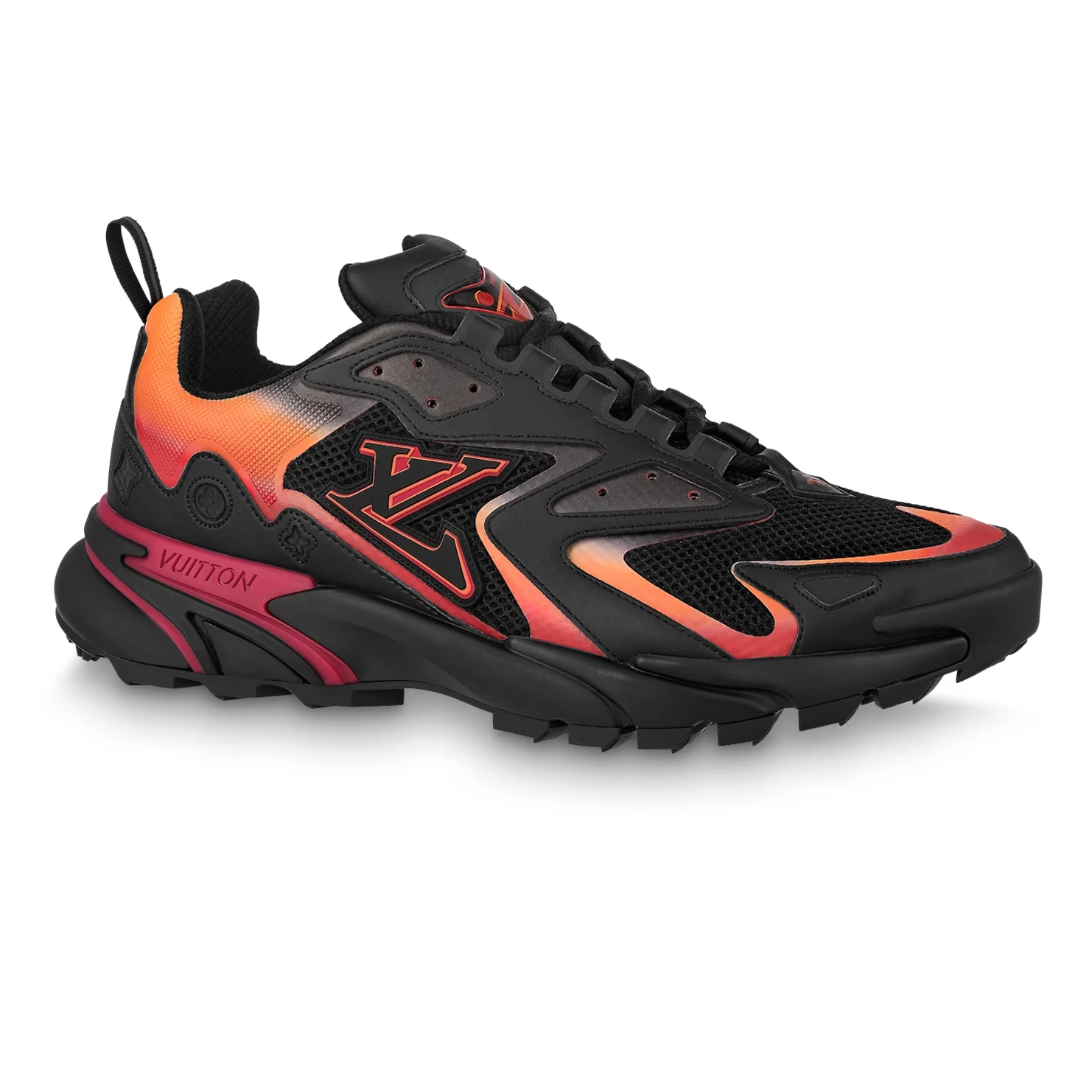 LOUIS VUITTON RUNNER TATIC SNEAKERS IN BLACK AND ORANGE